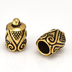 Gold End Caps with loop End caps for leather cord tassel | Etsy