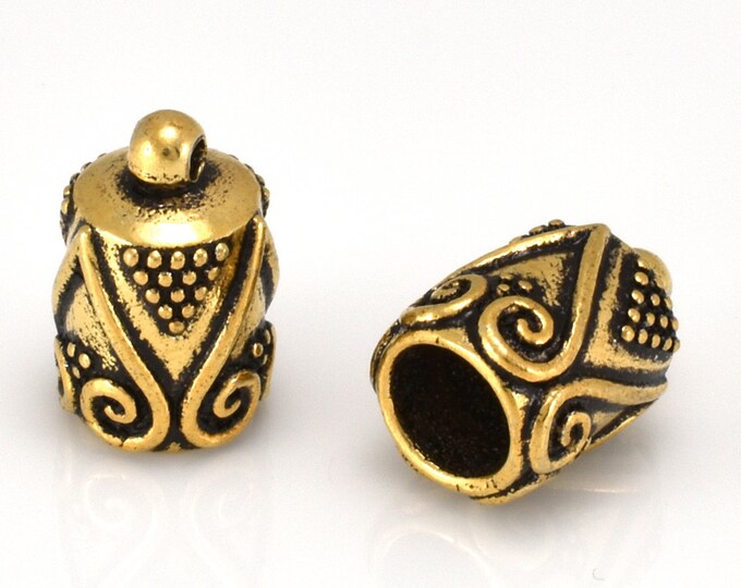 Gold End Caps With Loop, End Caps for Leather Cord, Tassel Caps, Gold ...