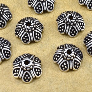 Bali Silver Bead Caps 10mm Flower Bead Caps for Jewelry Making, Antique ...