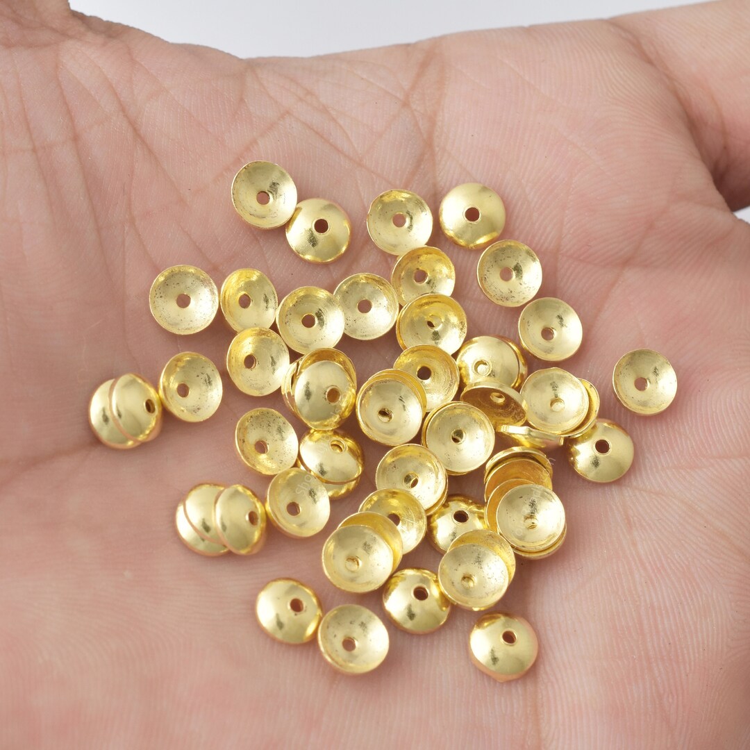 Shiny Gold Plated Bead Caps - 6mm Round End Caps, Jewelry Supplies ...