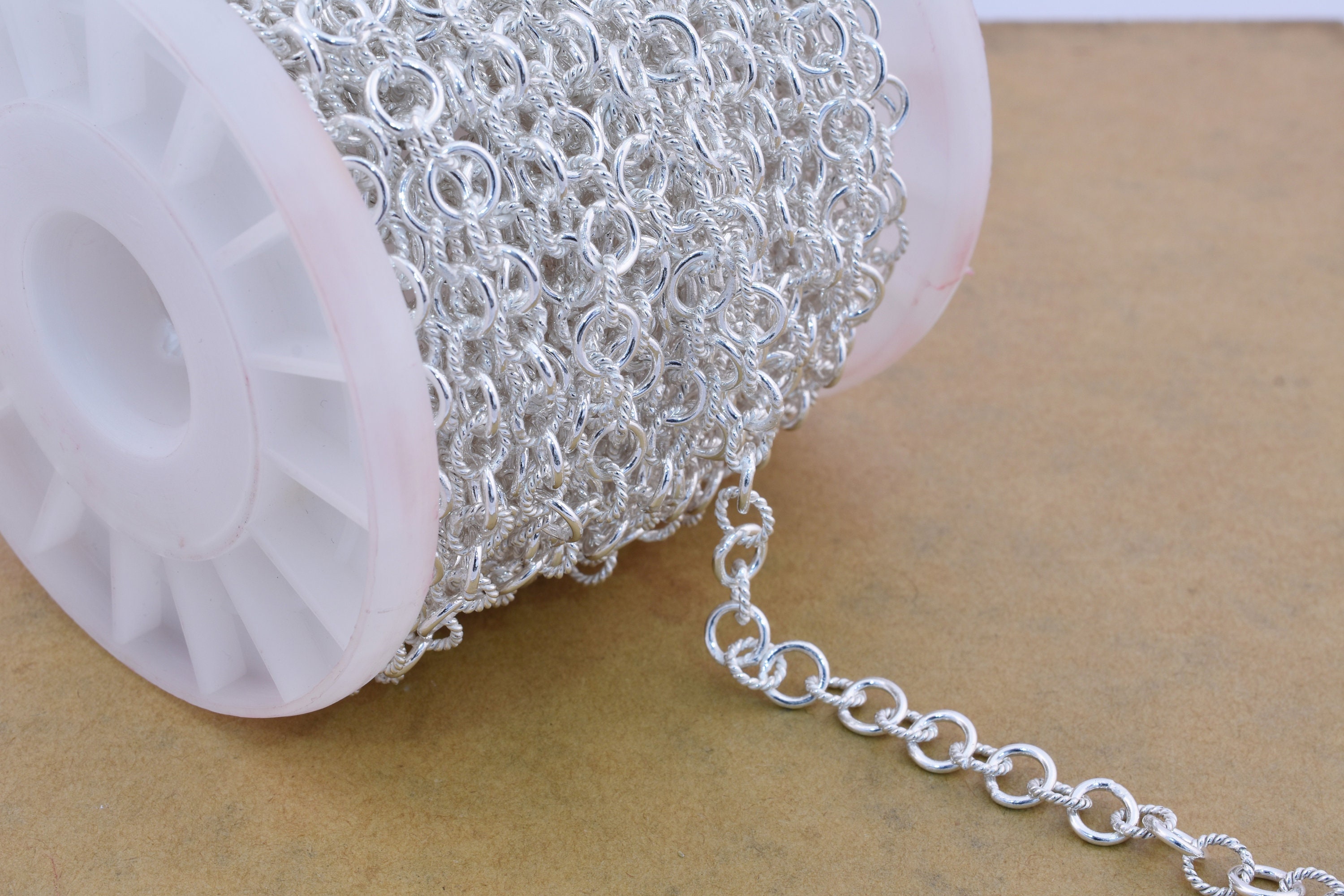 Silver Plated Twisted Wire Link Chain, Jewelry Making by Meter - Etsy