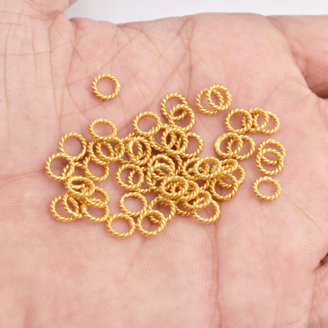 6mm - 88pc Gold Plated Twisted Wire Jump Rings, Jewelry Making Closed ...