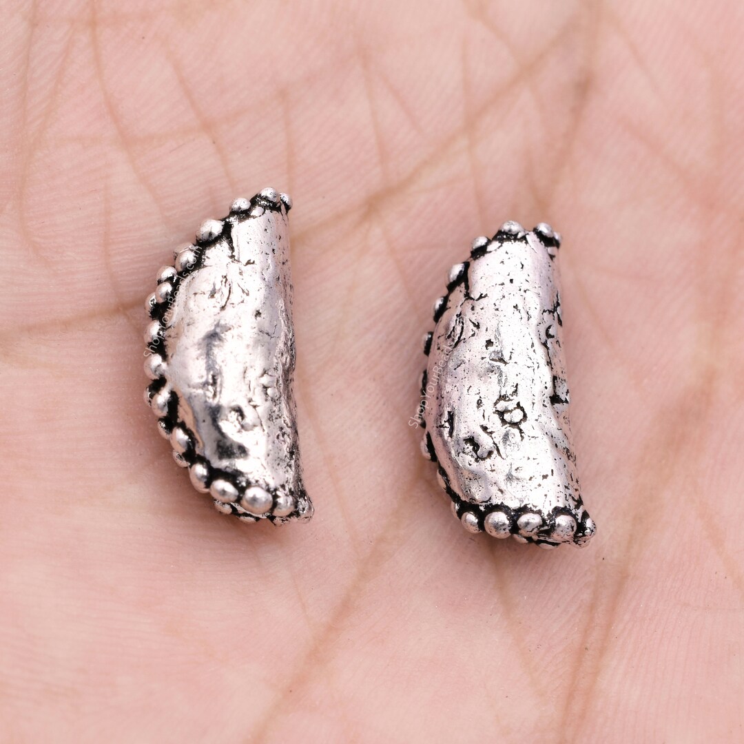 17mm -2pc Antique Silver Beads Silver Plated Tube Beads, Silver Spacers ...