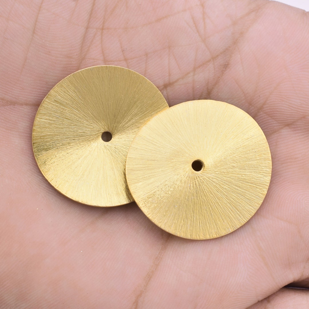 Brushed Gold Wavy Disc Spacers – 30mm Gold Plated Heishi Beads (2pc) - Etsy