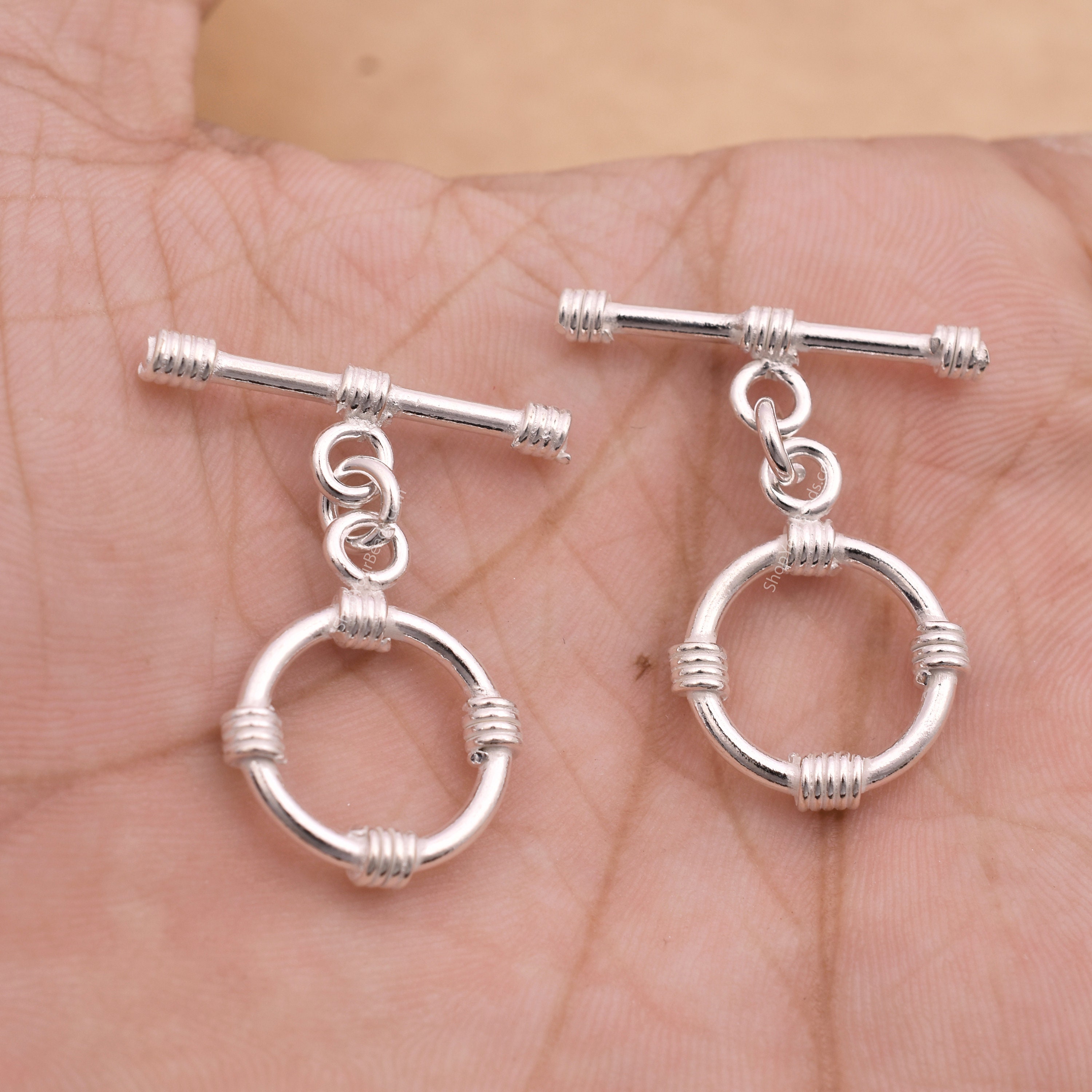 2 Sets Silver Toggle Clasps Silver Plated Round Bali T Bar - Etsy