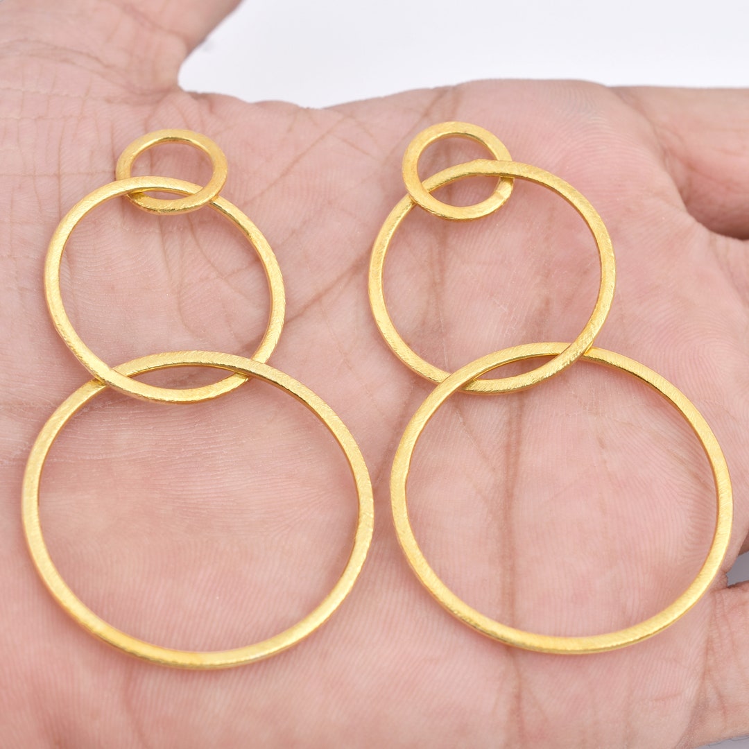 Gold Circle Charms, Brushed Finish, Geometry Charms, Earring Findings ...