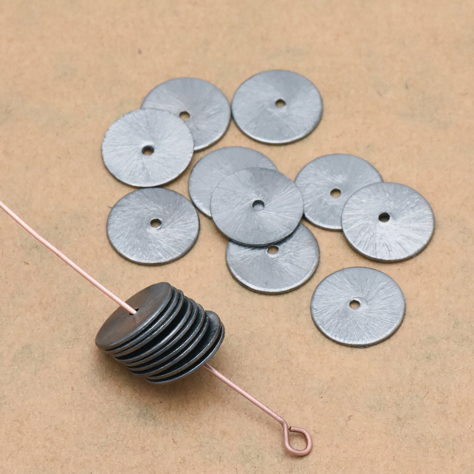 Gunmetal Disc Spacers 20pc-12mm Brushed Disc Spacer Beads - Etsy UK