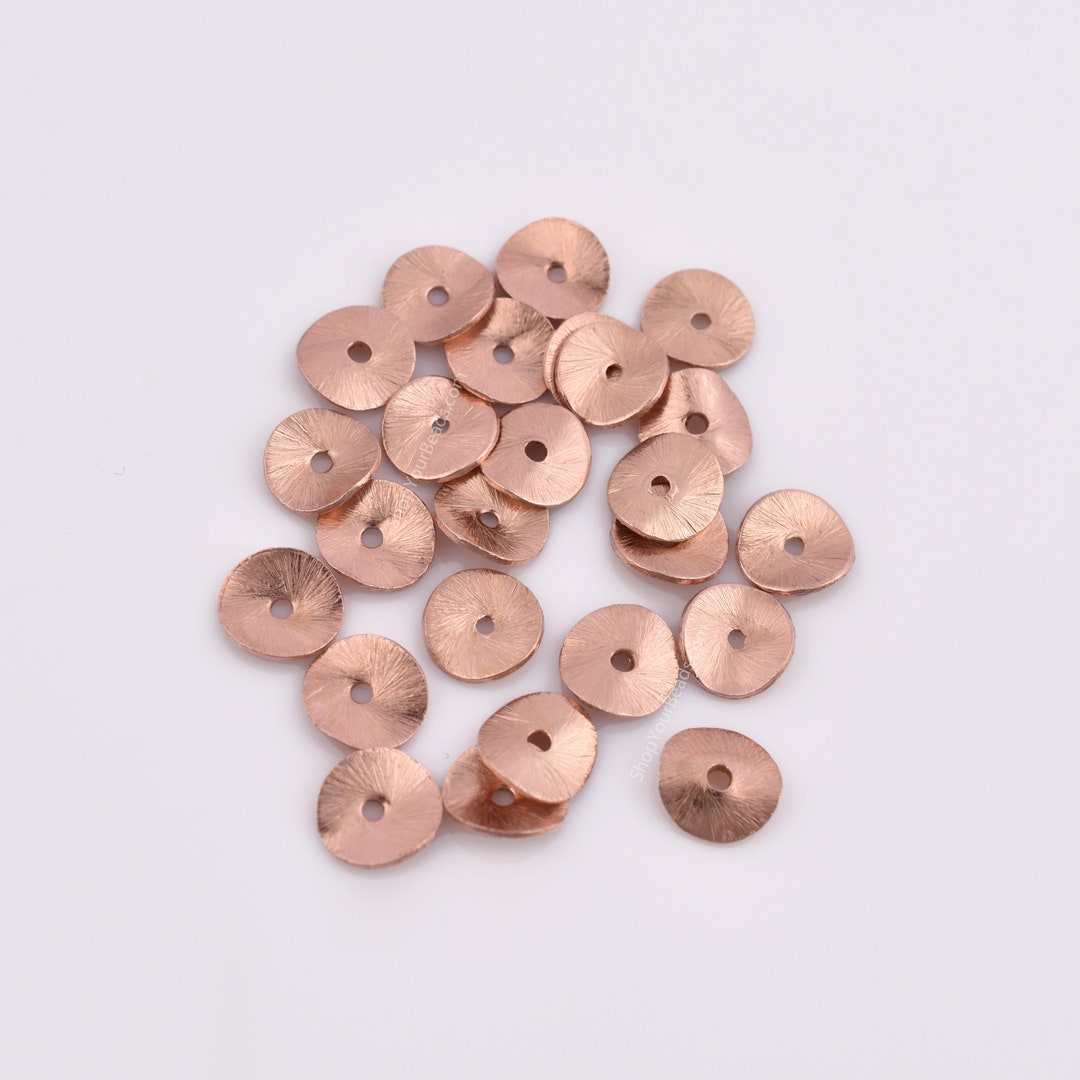 8mm - 30pcs Rose Gold Plated Wavy Disc Spacers, Brushed Wavy Potato ...