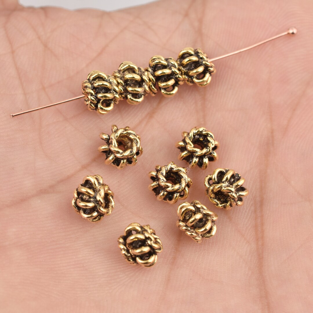 16pc-7mm Bali Style Coil Shape Antique Daisy Gold Beads for Jewelry ...