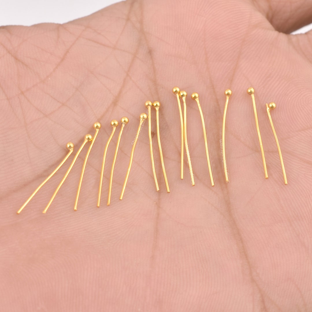 165pc - Gold Plated Round Ball Head Pins 20mm Long - 3/4 Inch - 1.6mm ...