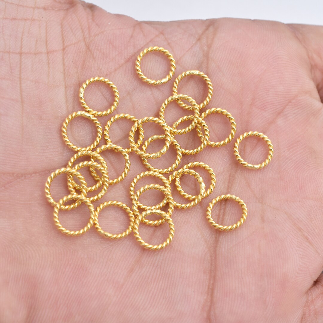 9mm - 52pc Twisted Wire Gold Plated Jump Rings, Closed Jumprings, Round ...