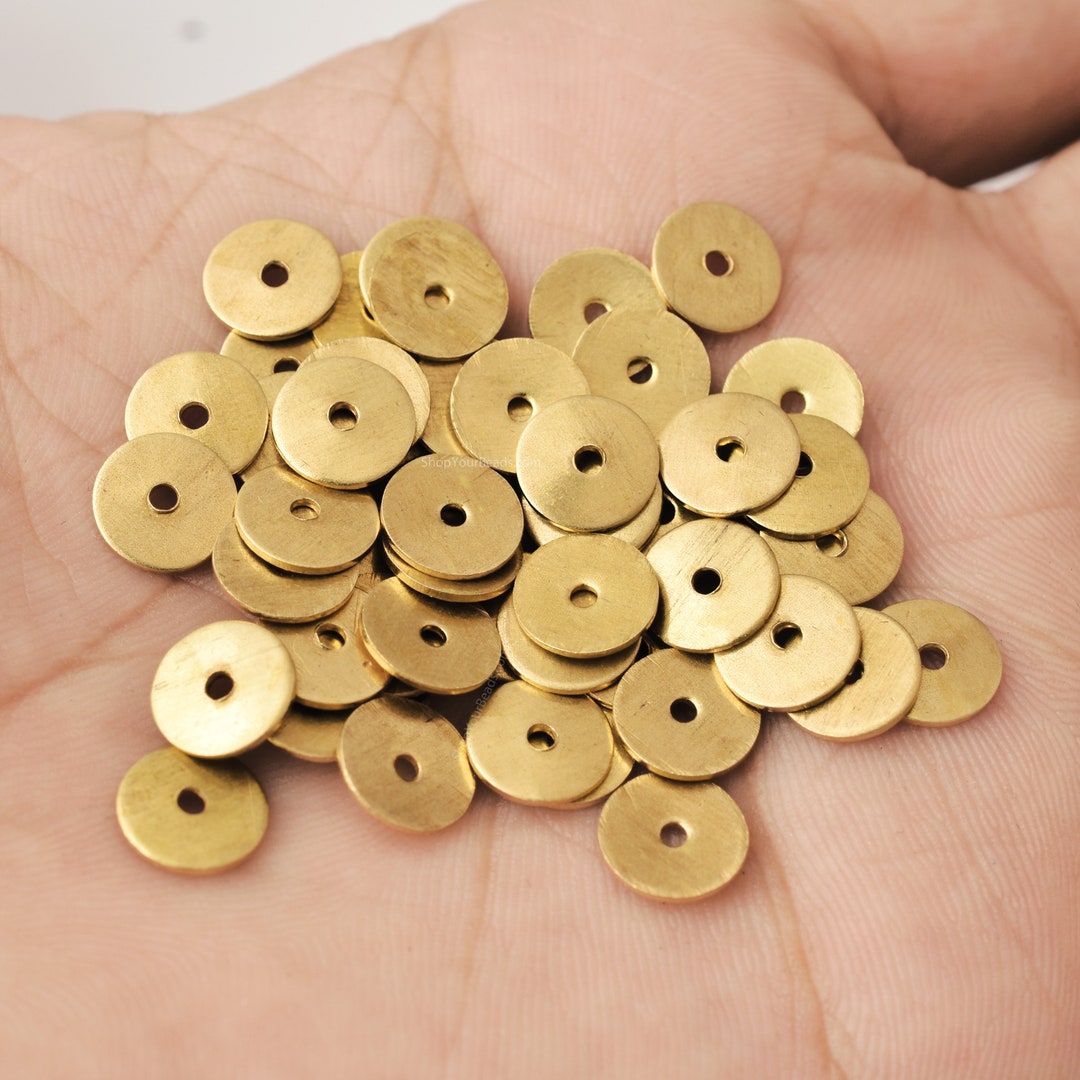 Raw Brass Flat Disc Spacers, 8mm - 80 Pcs Raw Brass Shiny Disk Heishi ...