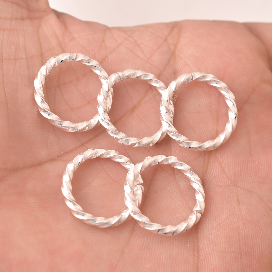 20mm - 5pc Open Twisted Wire Silver Jump Rings, Silver Plated Saw Cut ...