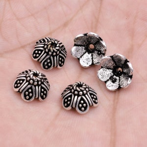 Bali Silver Bead Caps 10mm Flower Bead Caps for Jewelry Making, Antique ...