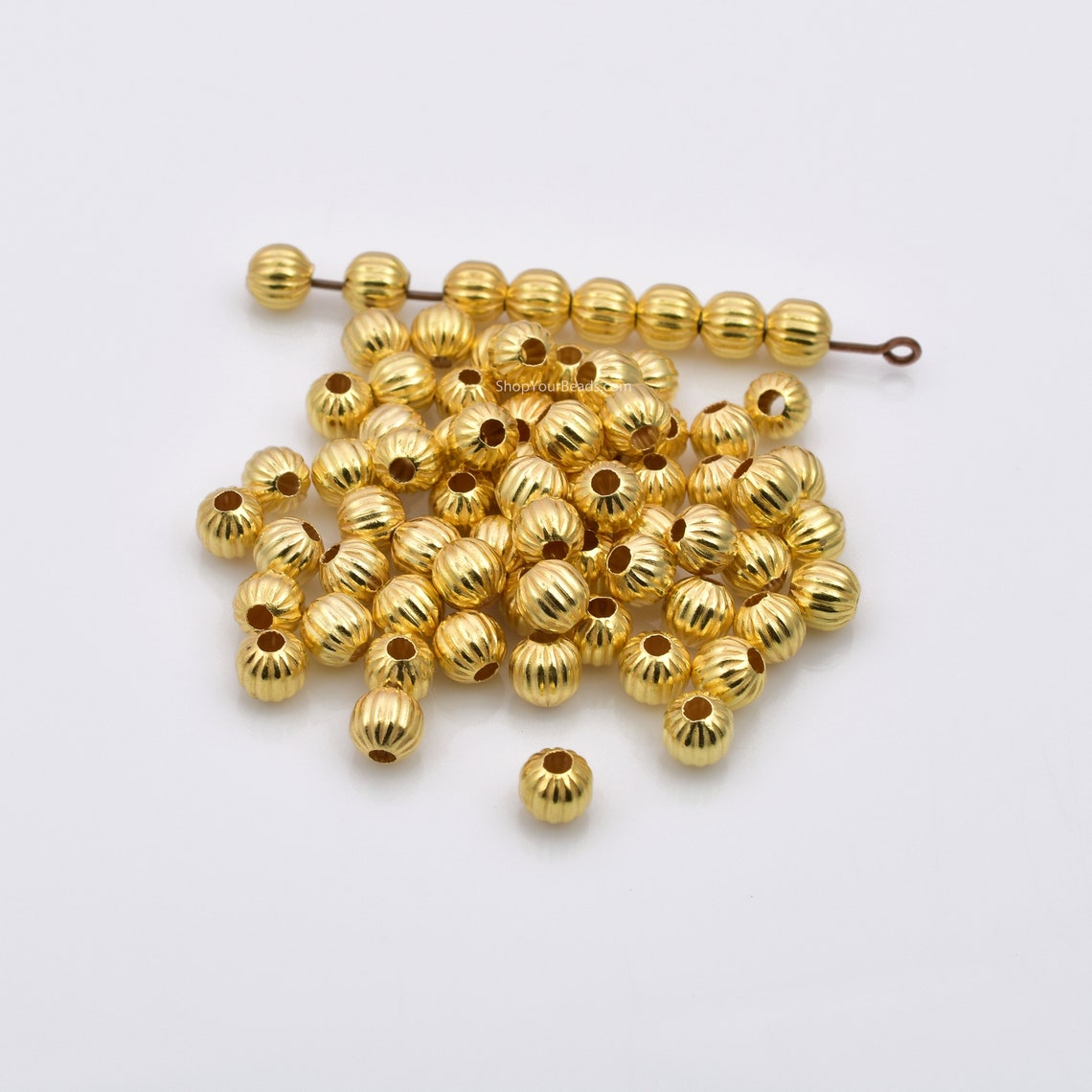 5mm 80pc Gold Beads Real Gold Plated Corrugated Ball Beads - Etsy