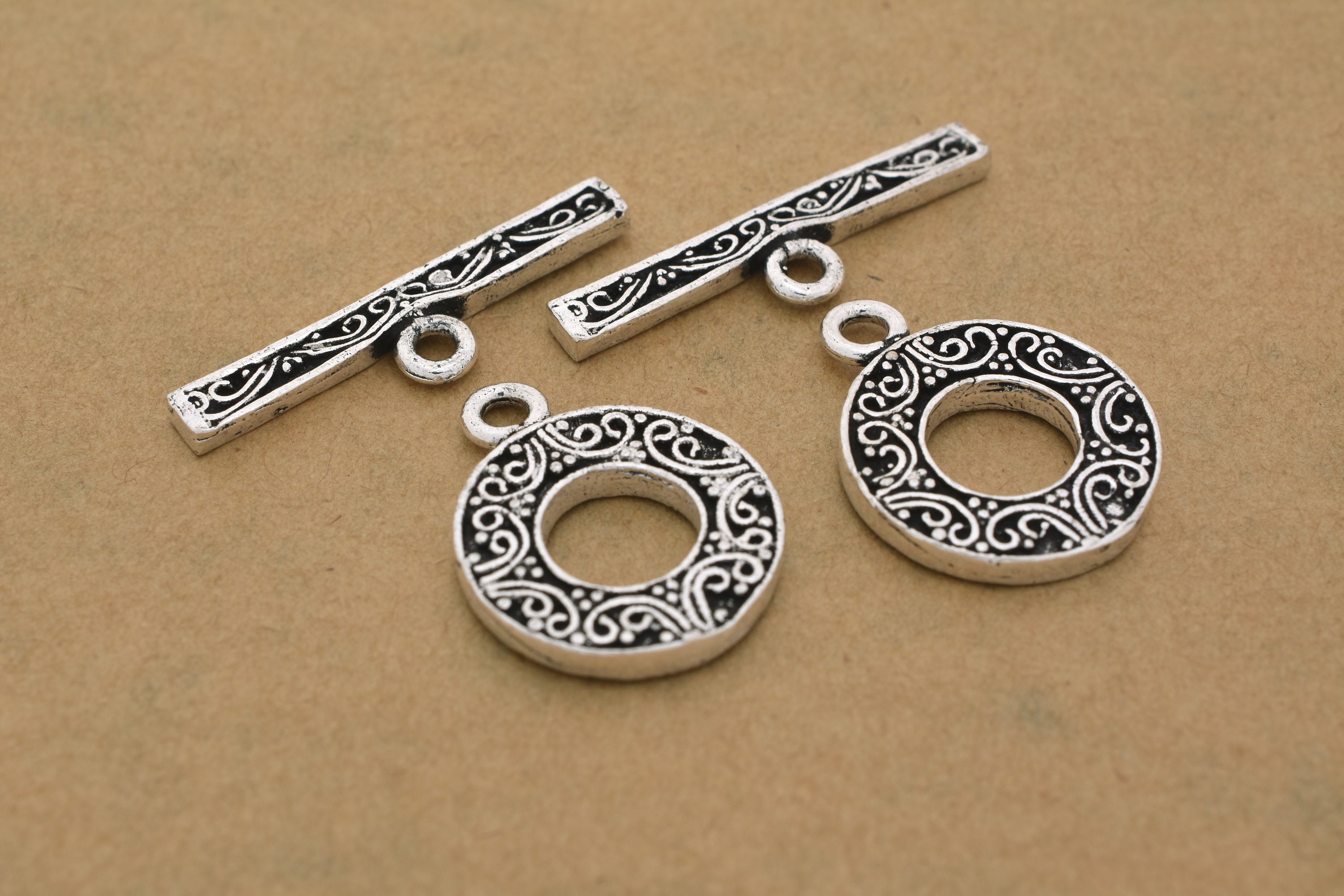 2 Set Antique Silver Toggle Clasps Silver Plated Bali Toggle - Etsy Ireland