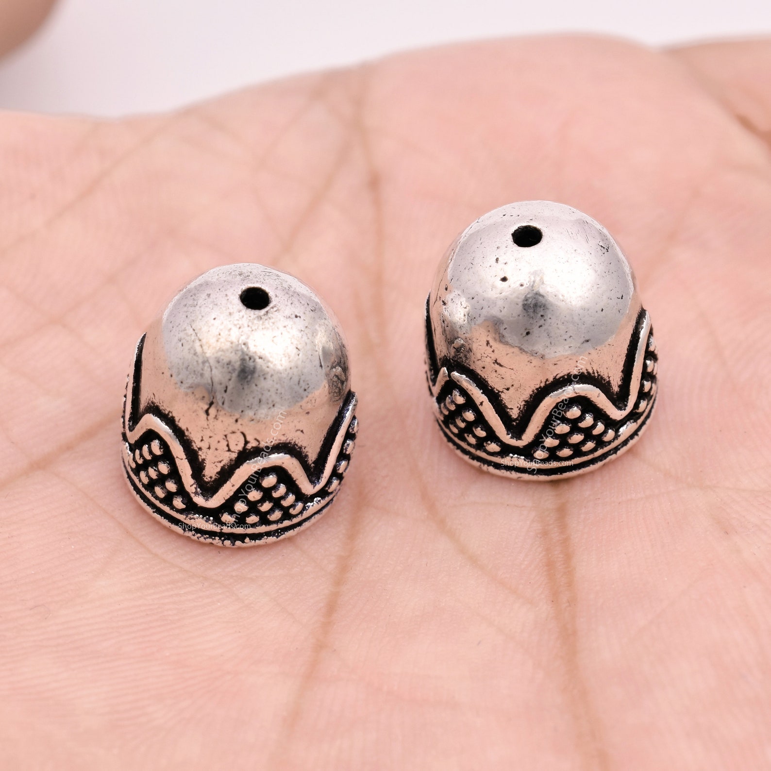 10mm End Caps Silver Plated With Hole, End Caps for Leather Cord ...