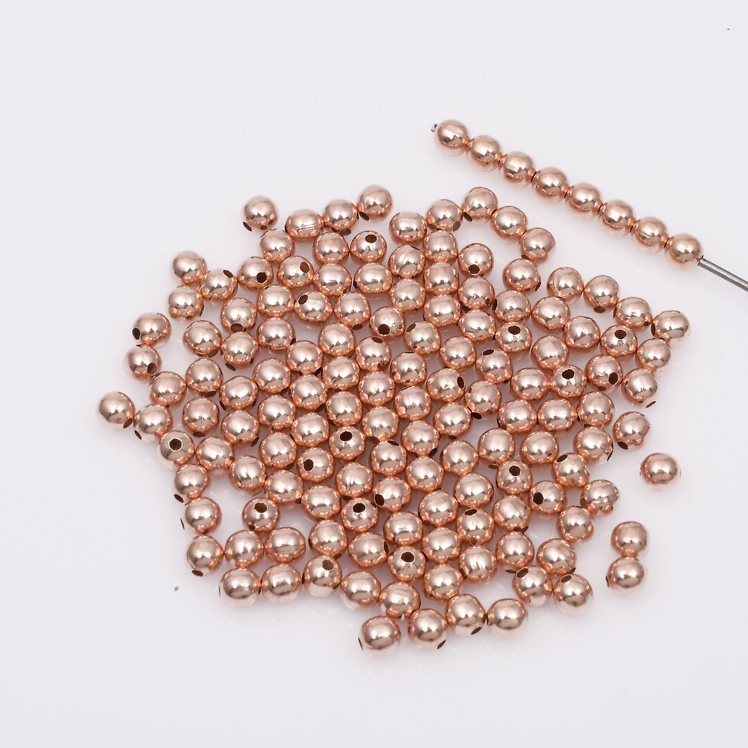 4mm - 150pc Rose Gold Ball Beads, Rose Gold Spacer Beads, Rose Gold ...
