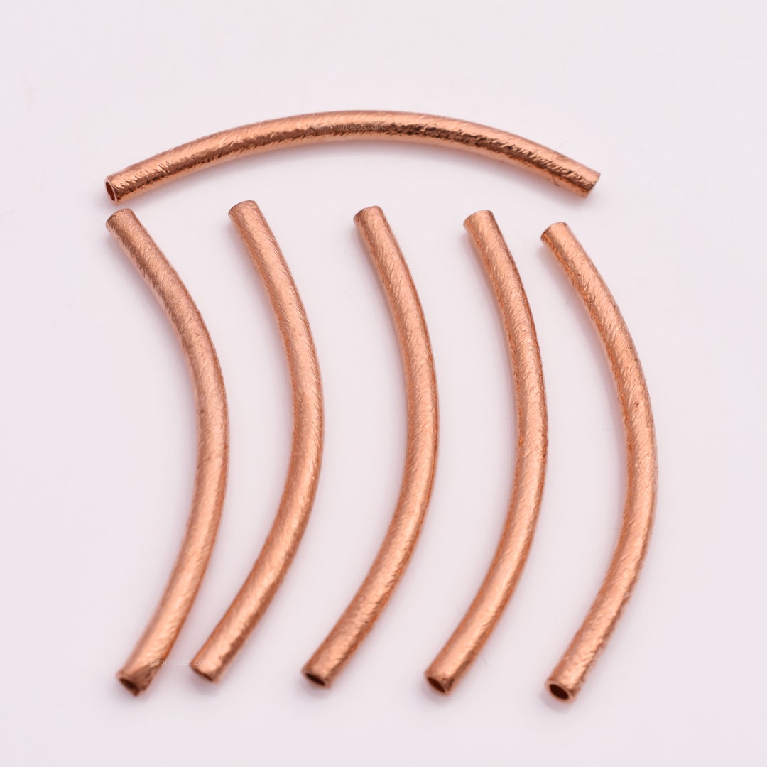 50mm - 6pc Copper Curved Tube Beads, Brushed Copper Tube Beads, Curved ...
