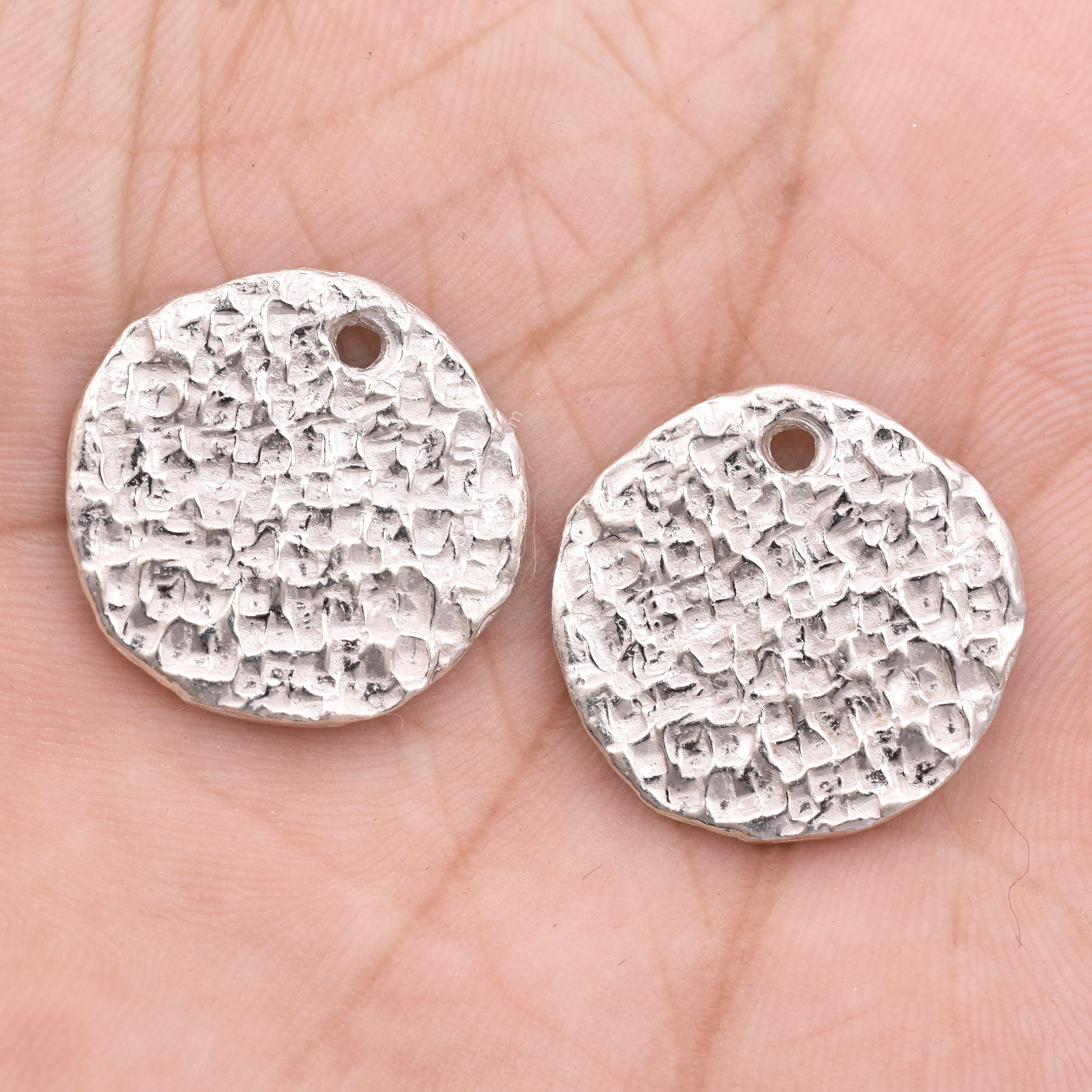 Silver Plated Hammered Coin Charms - Artisan Jewelry Making (21mm) - Etsy