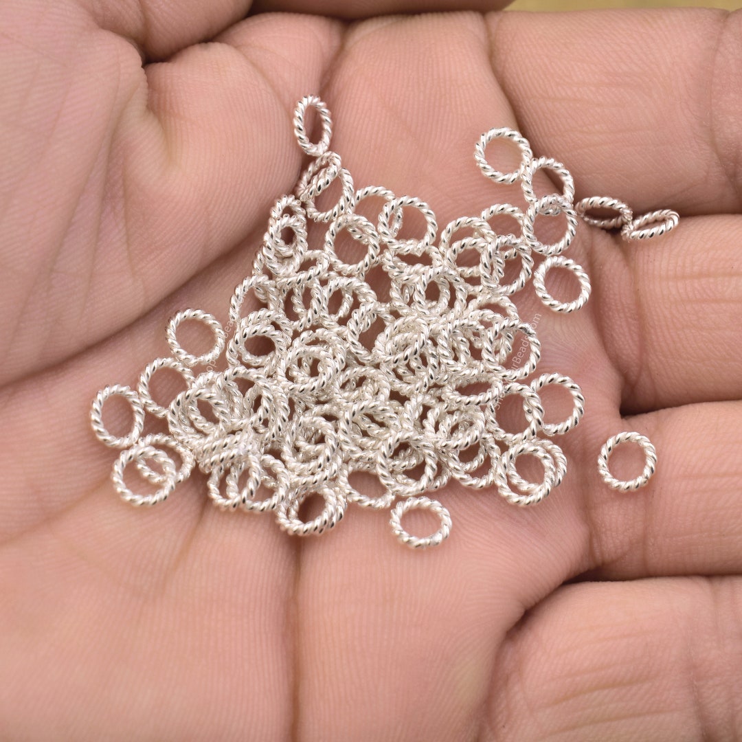 6mm - 88pc Silver Plated Twisted Wire Jump Rings, Silver Plated Closed ...