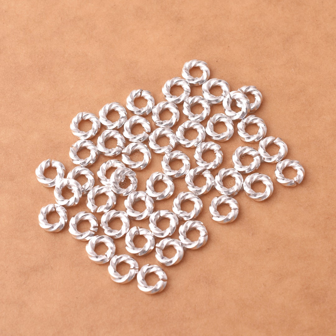 Open Twisted Wire 6mm - 45pcs Silver Jump Rings, Silver Plated Saw Cut ...