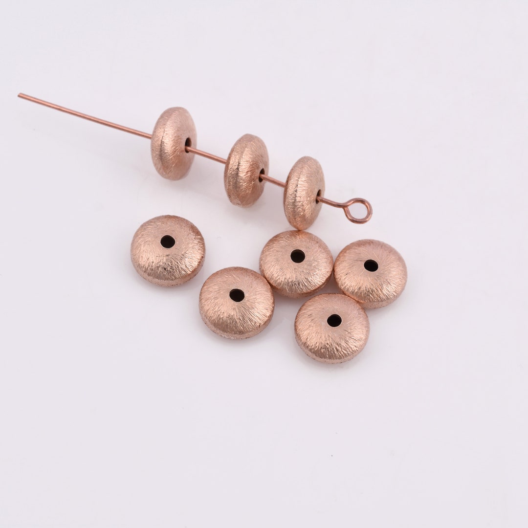 10mm - 8pc Rose Gold Beads, Brushed Rose Gold Spacer Beads, Rose Gold ...