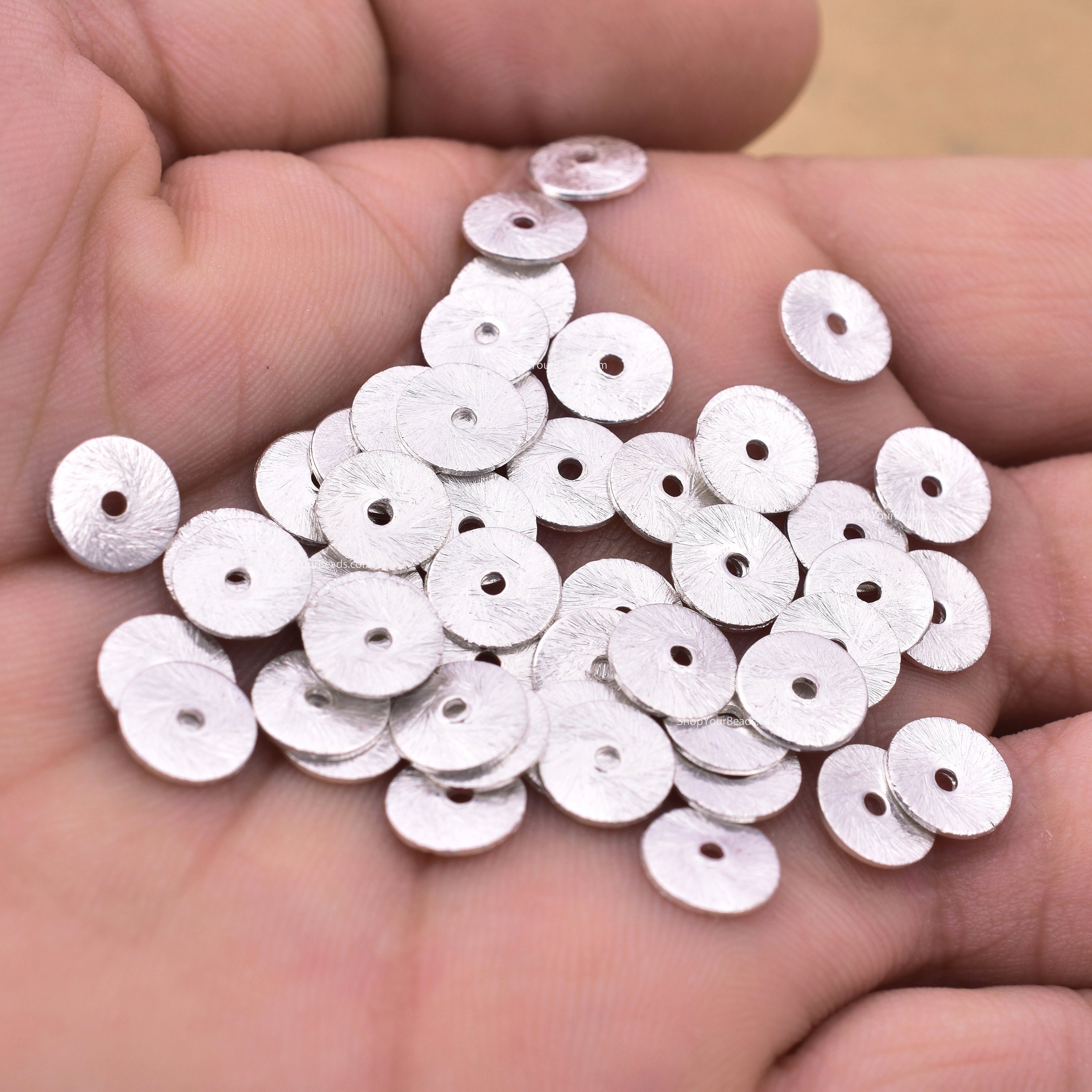 8mm 50pc Silver Heishi Beads Flat Silver Disc Beads Silver | Etsy