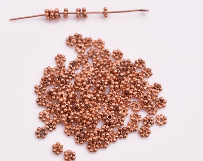 100 Copper Beads 3mm Daisy Spacers Antique Copper Bali Spacers ...