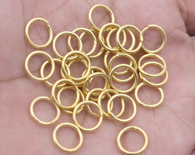 Brass Closed Jump Rings 18K Real Gold Plated Jump Ring Round Wire Not ...