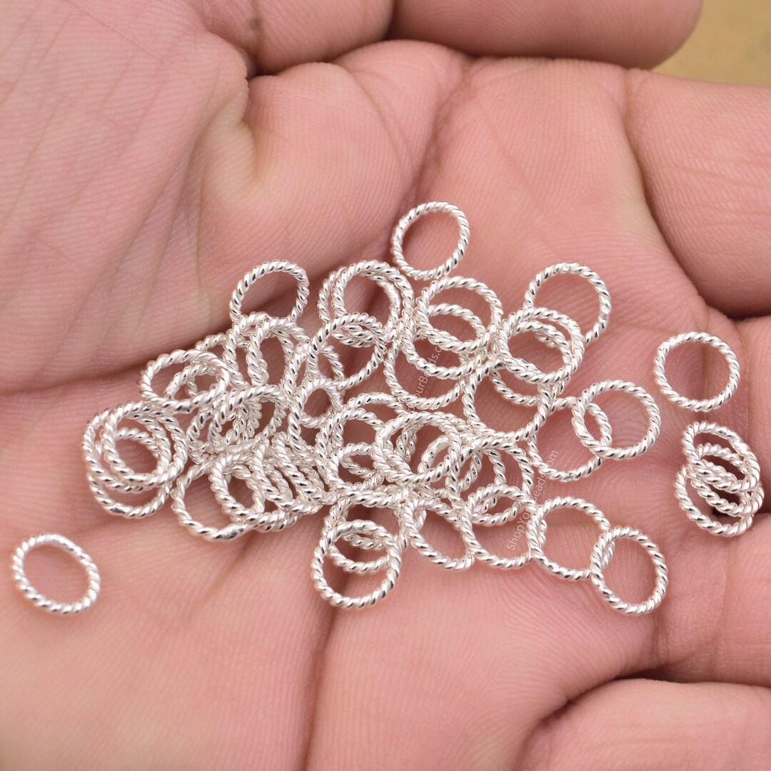 8mm - 50pc Twisted Wire Silver Jump Rings, Jewelry Making Closed ...