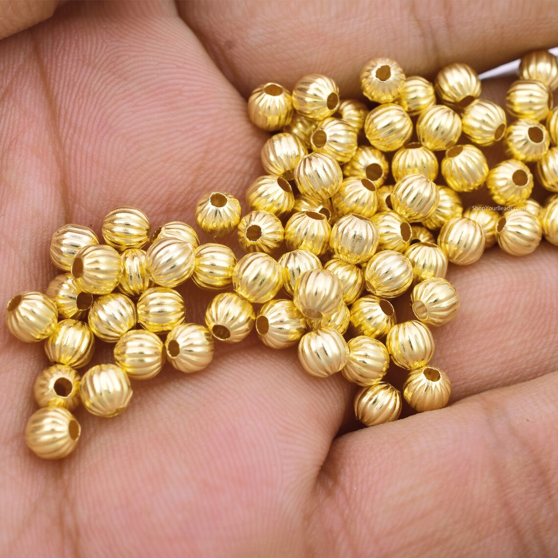 5mm 80pc Gold Beads Real Gold Plated Corrugated Ball Beads - Etsy