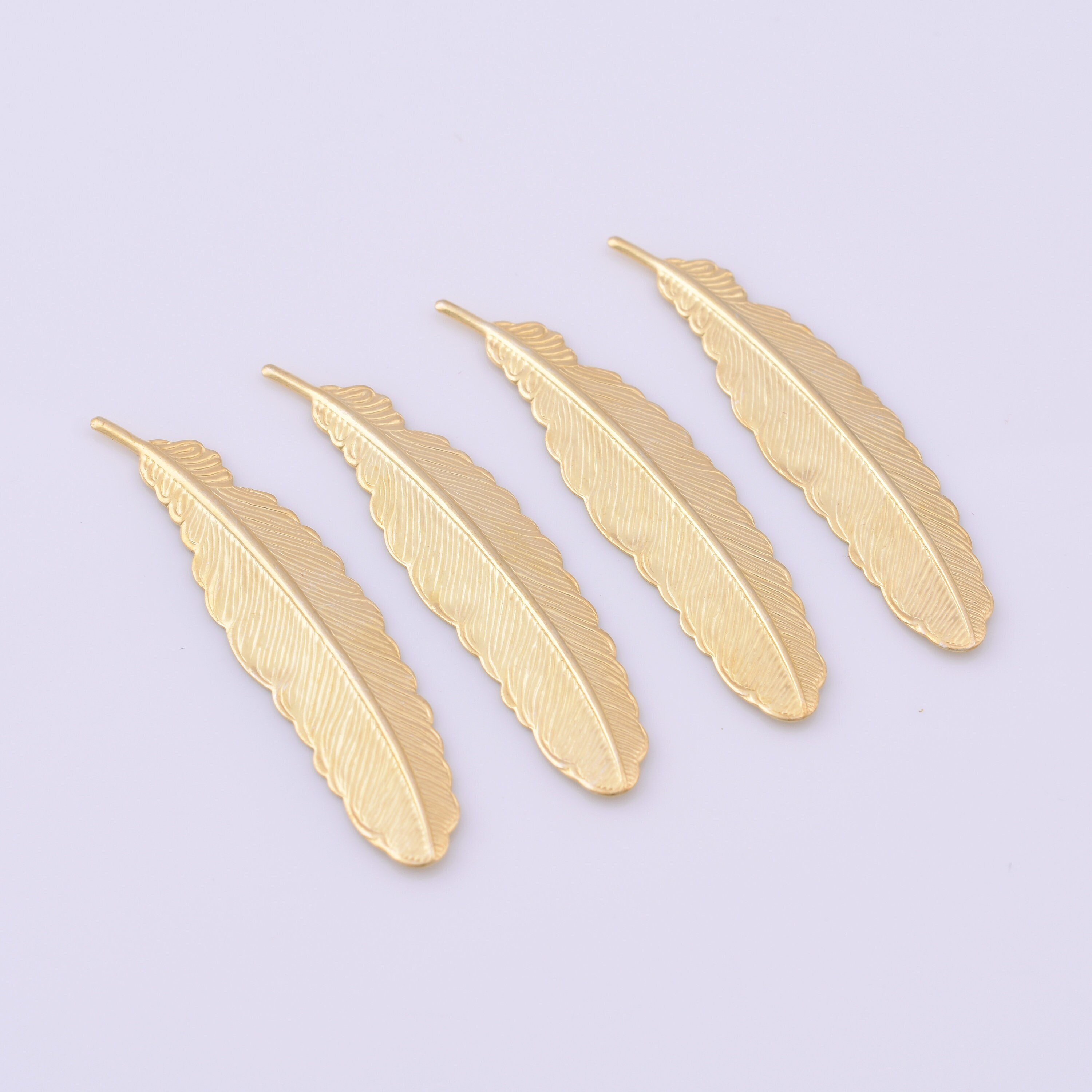 53mm Long Gold Plated Leaf Wing Feather Charm ,gold Feather Pendant for ...