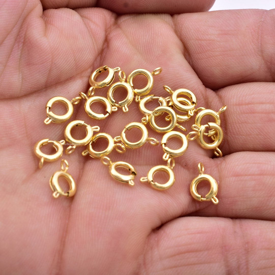 7mm Shiny Gold Plated Spring Round Clasp ,lobster Clasp, Gold Plated ...