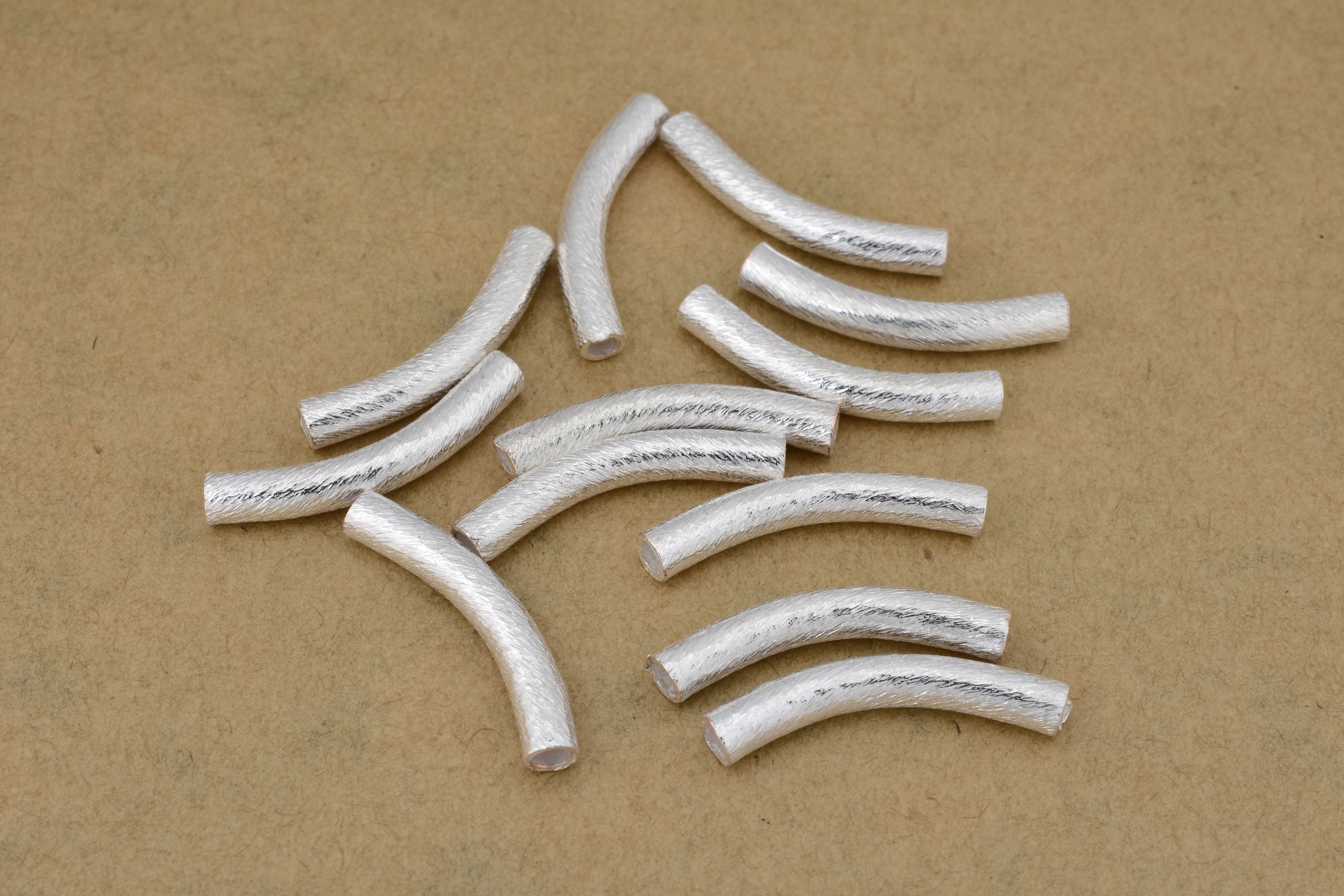 20mm 12pc Silver tube beads curved pipe beads Brushed | Etsy