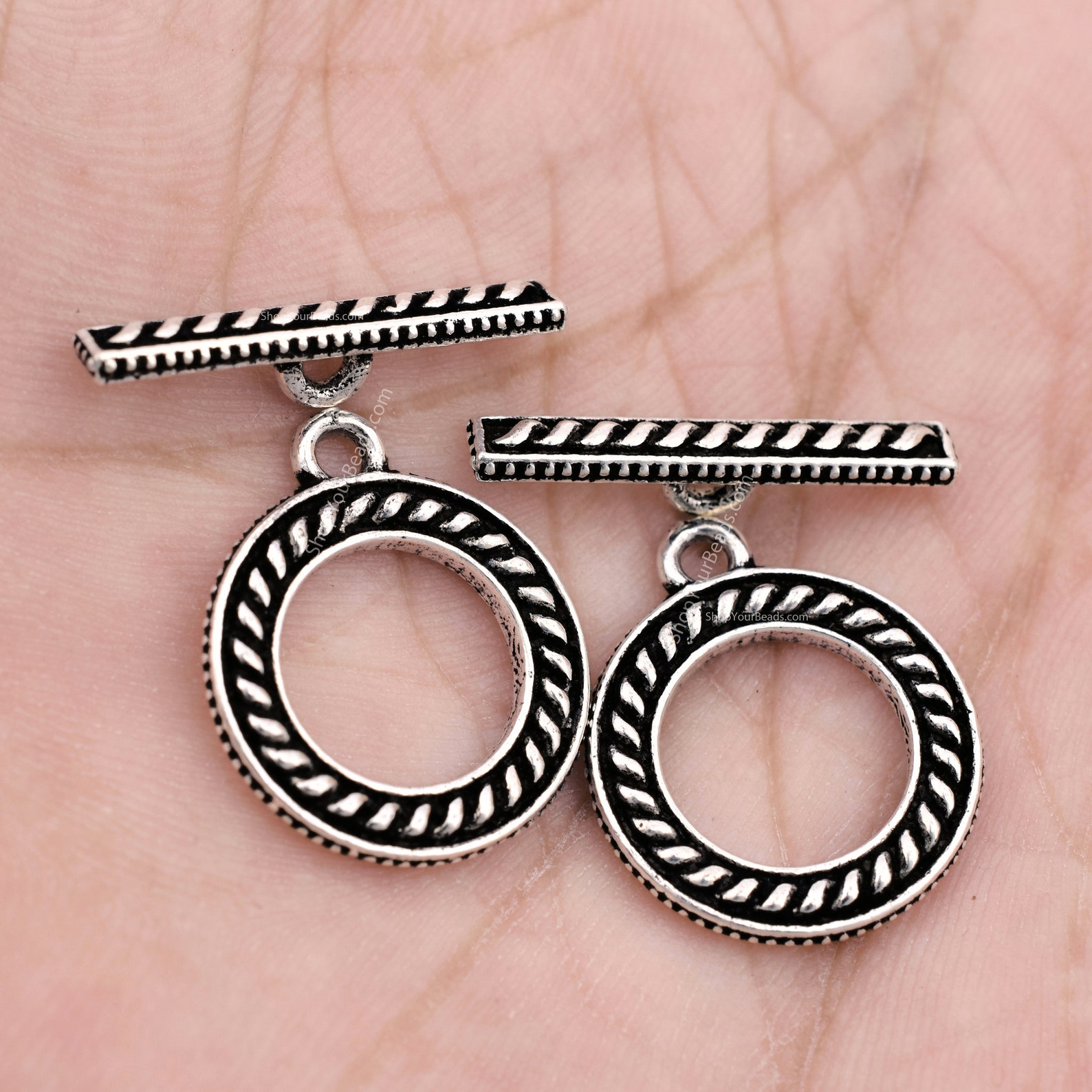 2 Sets Silver Toggle Clasps Antique Silver Plated Bali Toggle - Etsy