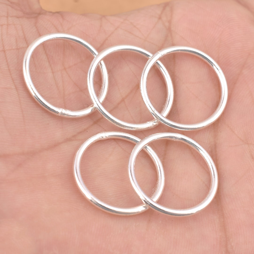 22mm - 6pc Large Silver Closed Jump Rings, Silver Plated Connector ...