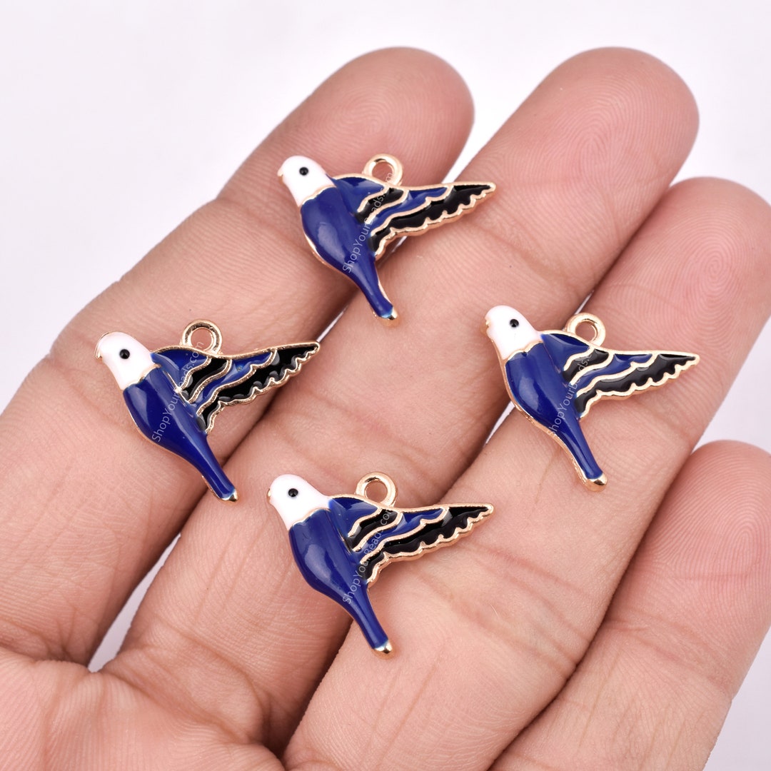 Enamel Bird Charms - Parrot Pendants, DIY Craft Supplies (10pcs) - Etsy