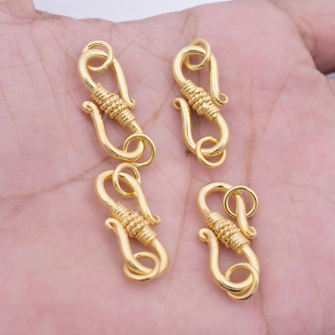 Bali Gold S Clasps 30mm 4pcs Real Gold Plated S Clasps / S Hooks ...