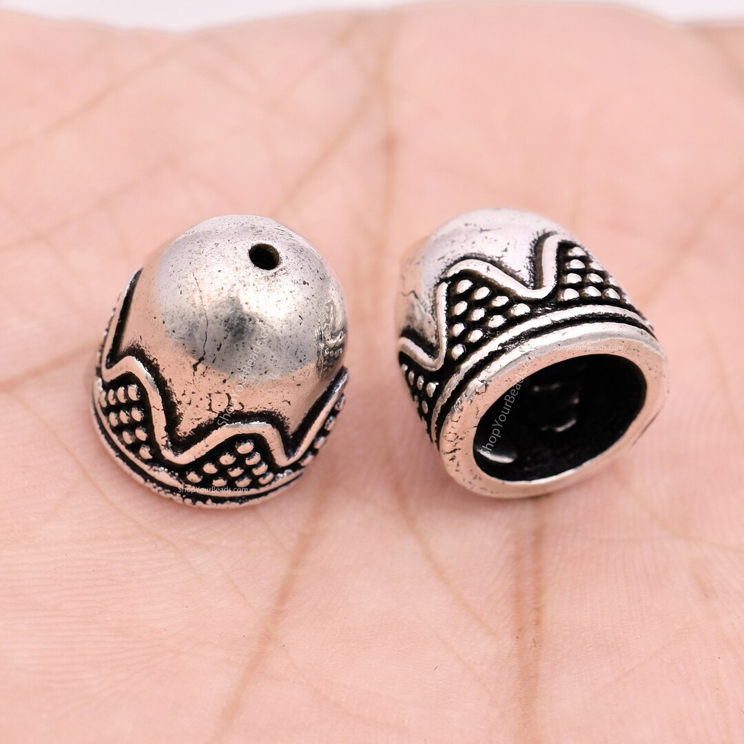 10mm End Caps Silver Plated With Hole, End Caps for Leather Cord ...
