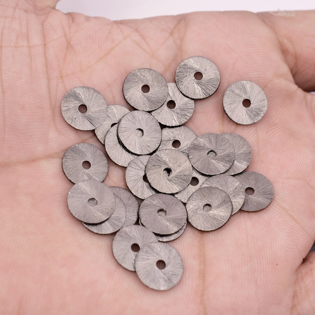 10mm - 25pcs Flat Black Disk Spacers, Gunmetal Plated Disc Beads for ...