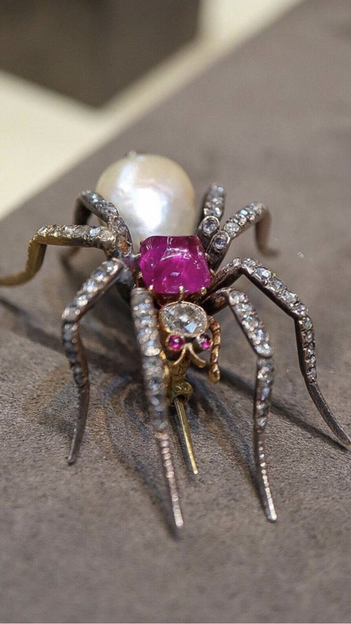 925 Sterling Silver 1.2 Ct Diamond 4 Ct Ruby 8 Ct Pearl Spider - Etsy