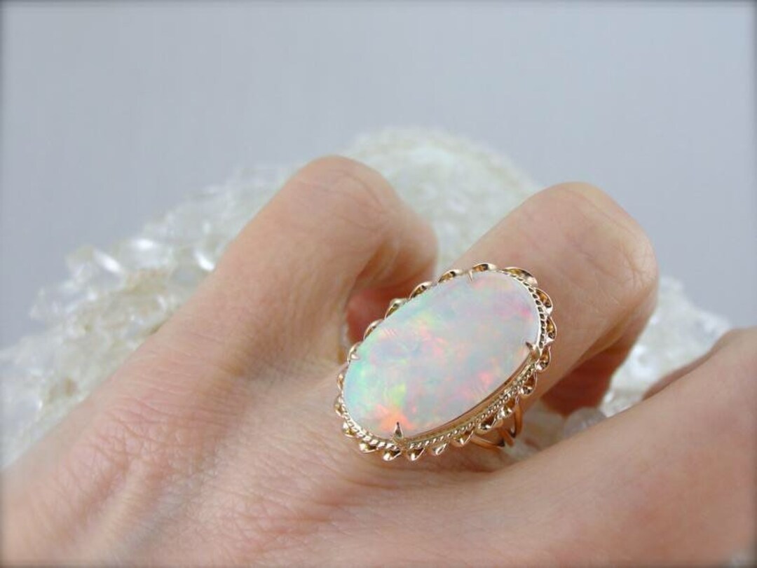 14k Gold 9 Ct Natural Opal Engagement Ring Fine Jewellery - Etsy