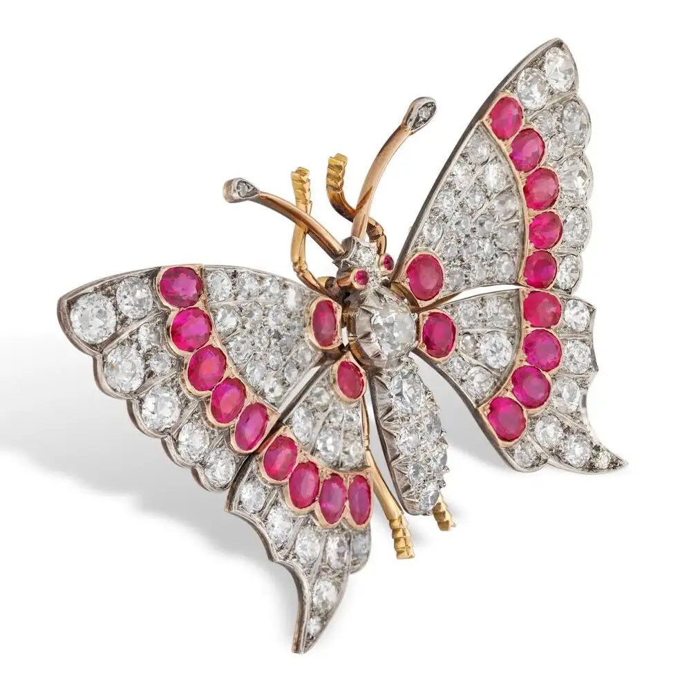 925 Silver 3.5ct Natural Diamond 3.5ct Ruby Butterfly Brooch - Etsy UK