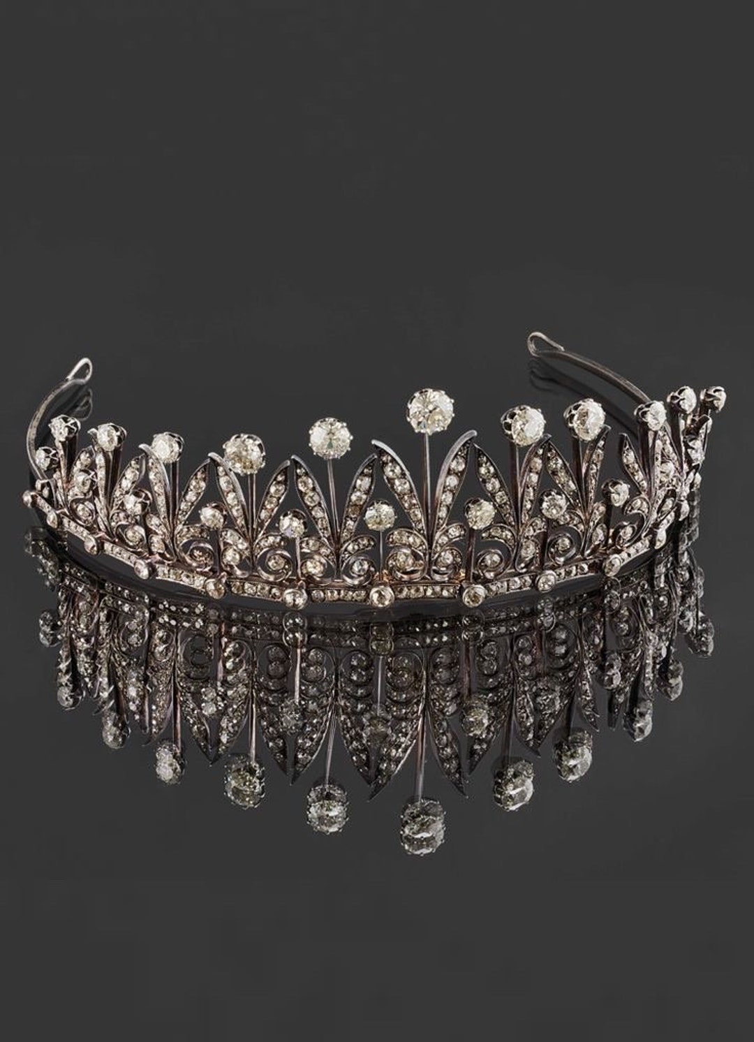 14ct Natural Rosecut Diamond Tiara Base Metal 925 Sterling Silver Pearl ...