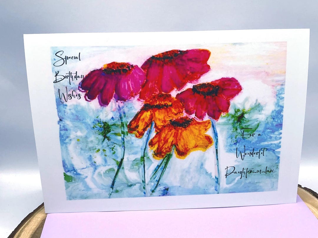 Flower Art Daughter-in-law Birthday Card With Printed Inserts and ...