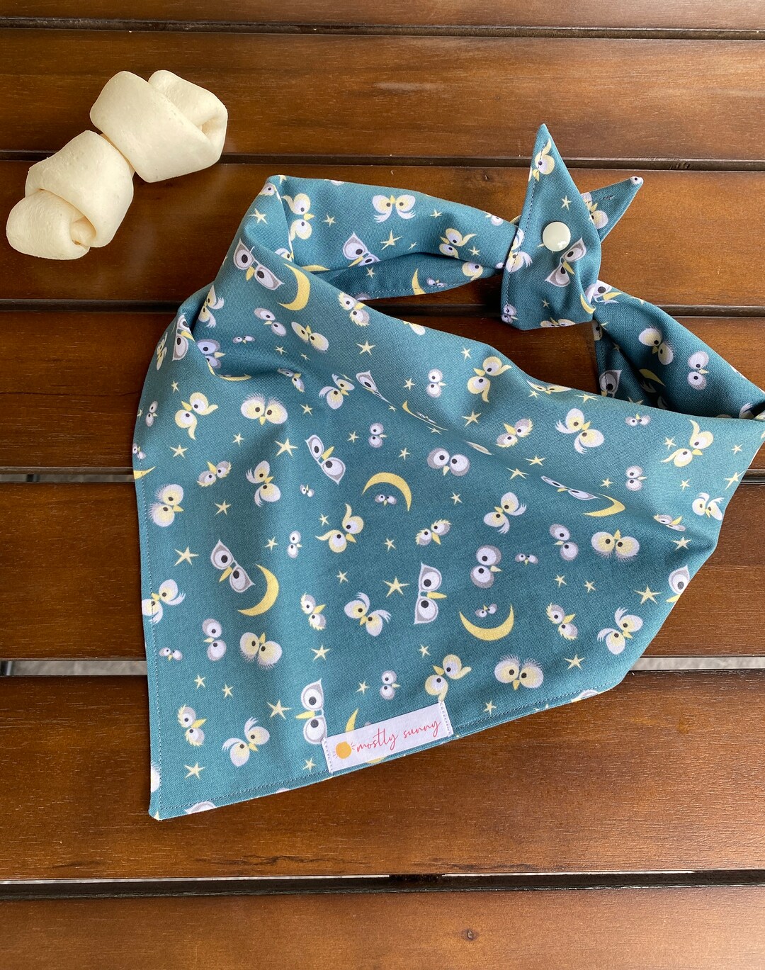 Forest Critters Dog Bandana, Glowing Eyes, Crescent Moon Dog Bandana ...