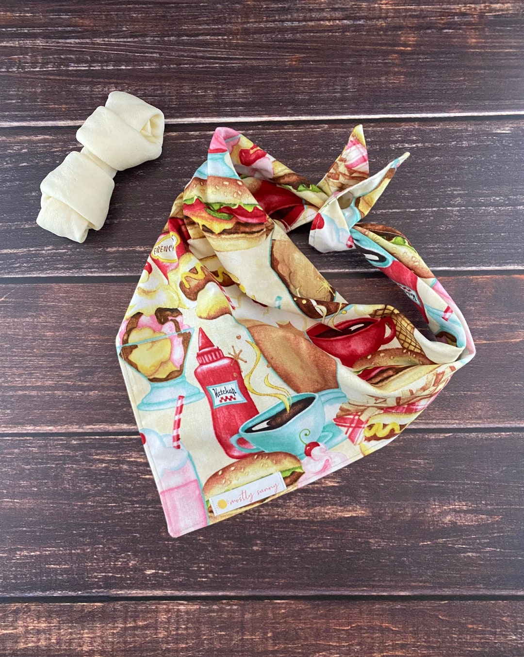 Diner Dog Bandana, Restaurant Dog Bandana, Food Dog Bandana, Cute and ...