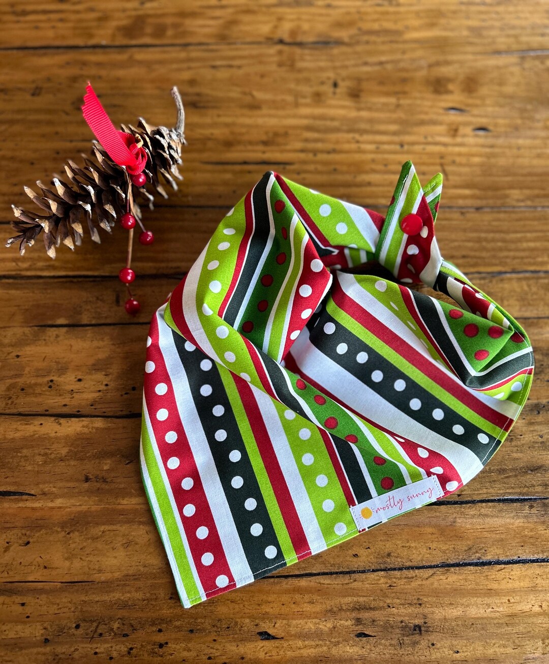 Christmas Dog Bandana, Christmas Striped Dog Bandana, Holiday Dog ...