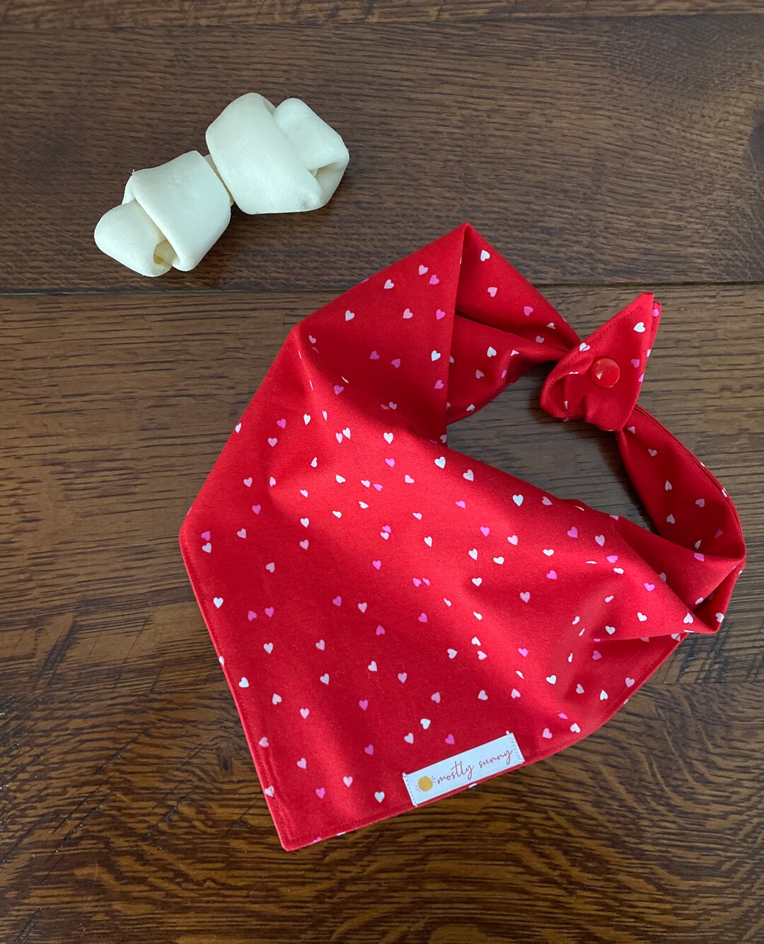 Valentine’s Day Dog Bandana, Red Heart Dog Bandana, Red and Pink Dog ...